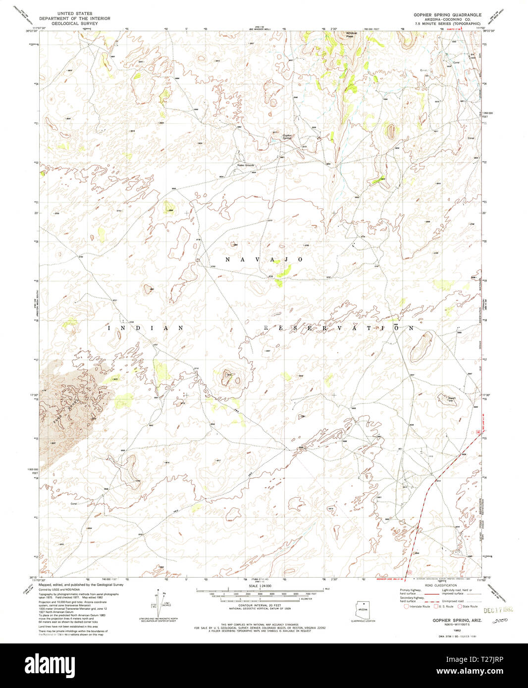 USGS TOPO Map Arizona AZ Gopher Spring 311514 1982 24000 Restoration ...