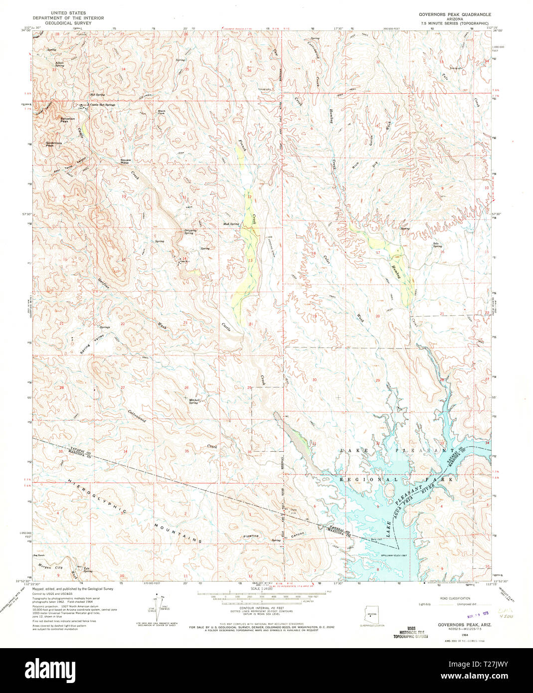 USGS TOPO Map Arizona AZ Governors Peak 311517 1964 24000 Restoration ...