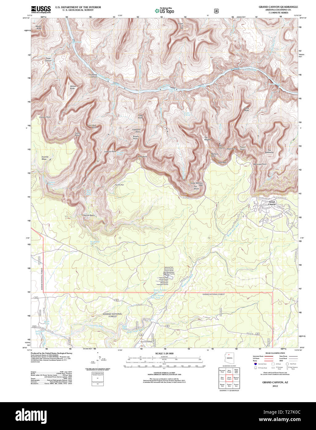 USGS TOPO Map Arizona AZ Grand Canyon 20120515 TM Restoration Stock ...