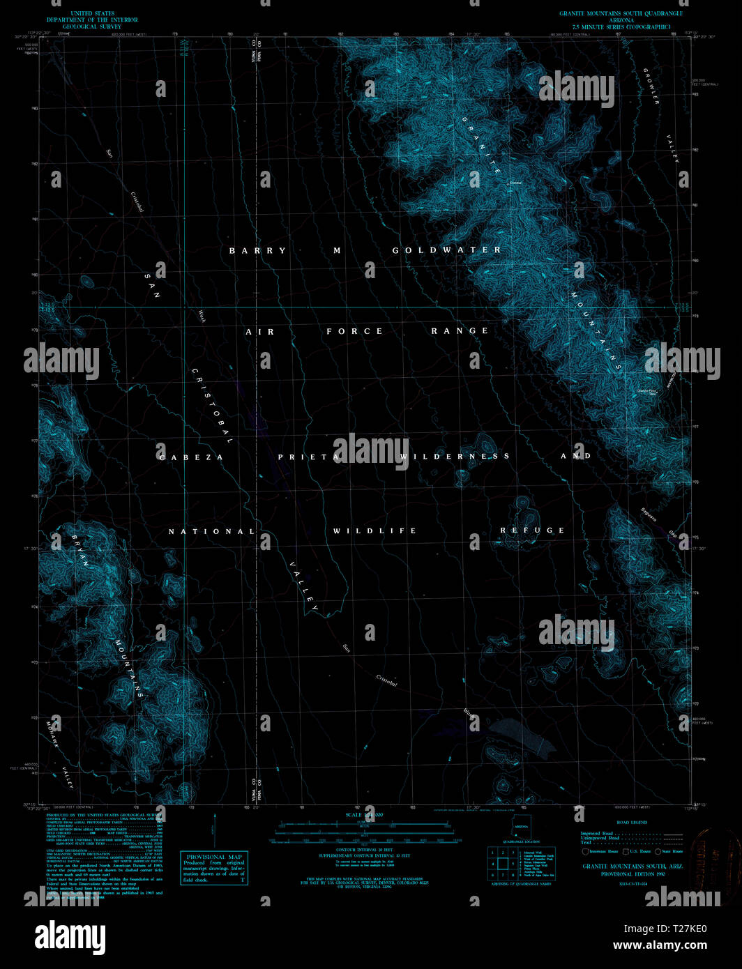 USGS TOPO Map Arizona AZ Granite Mountains South 311542 1990 24000 ...