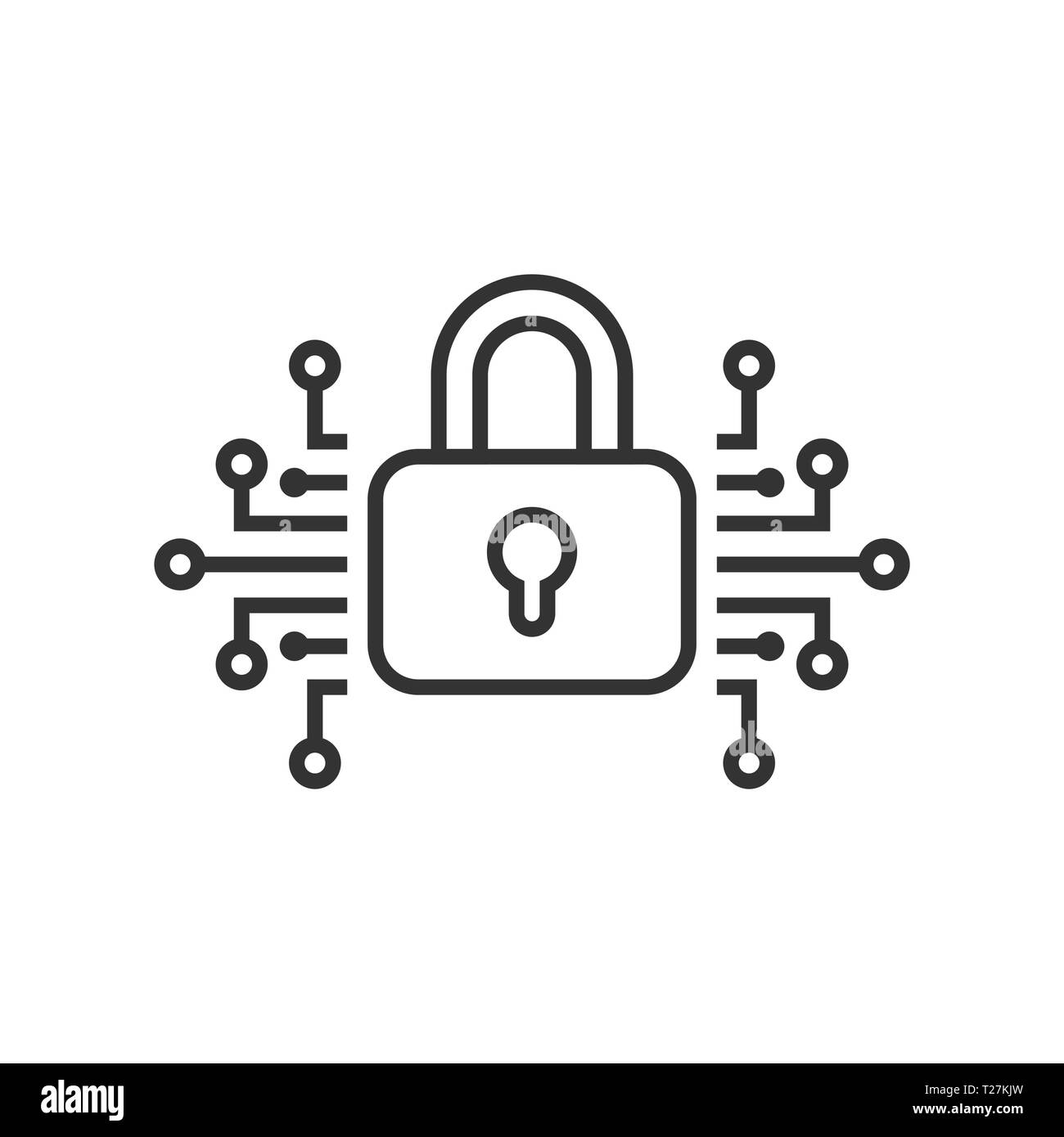 Cyber security icon in flat style. Padlock locked vector illustration ...