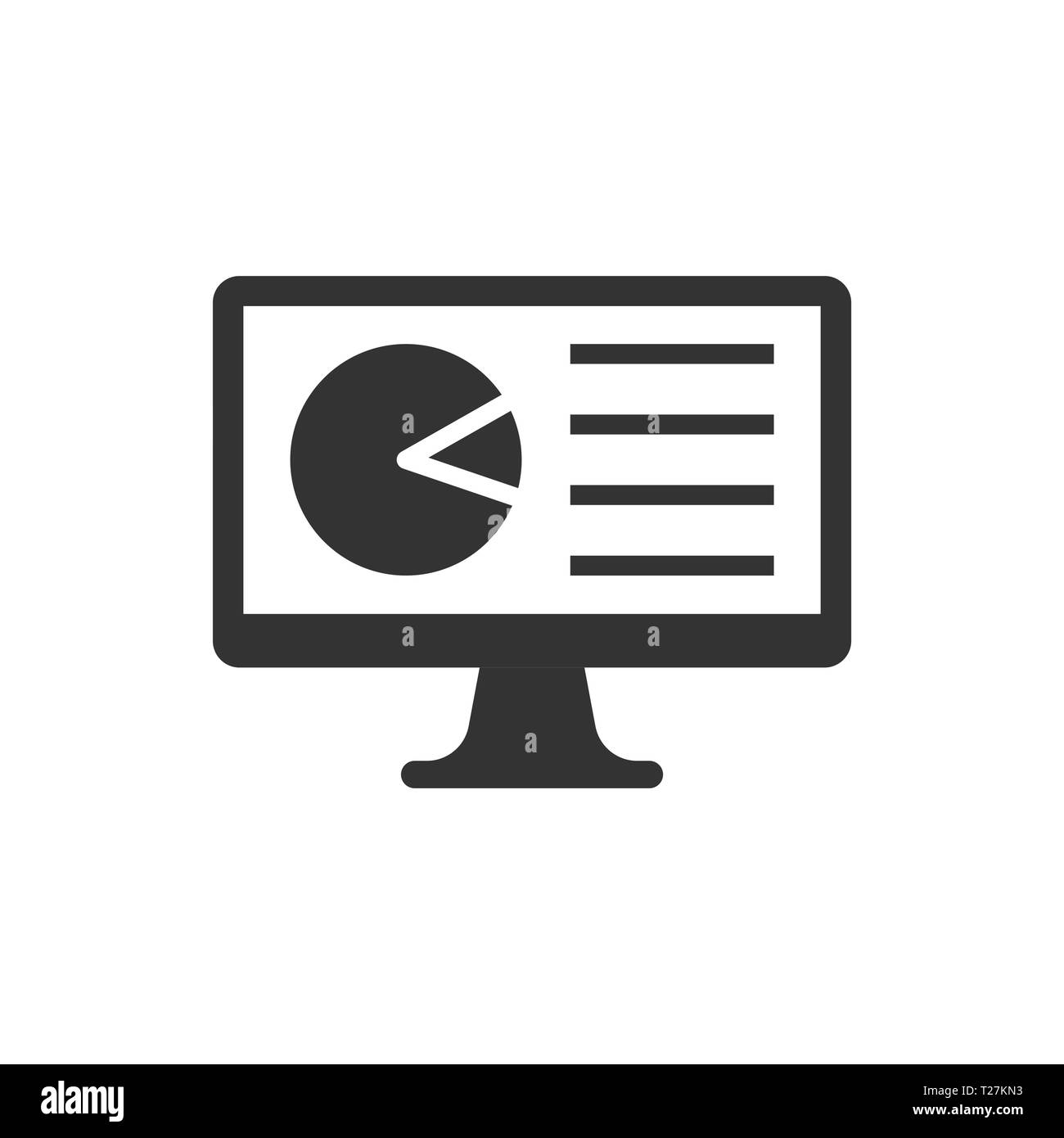 Analytic monitor icon in flat style. Diagram vector illustration on ...