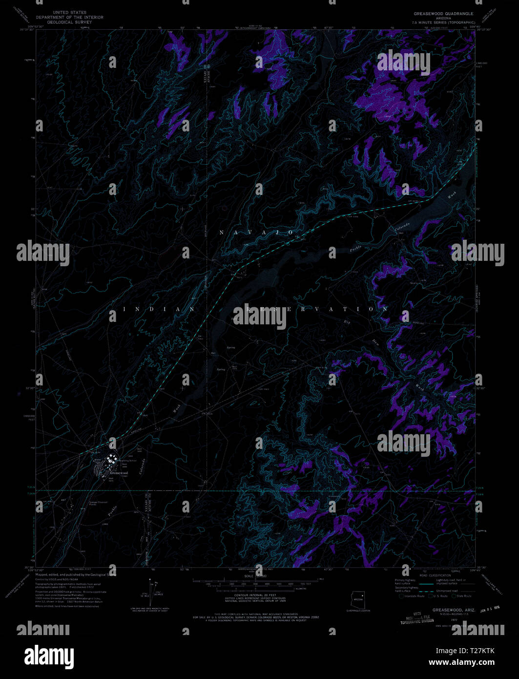 USGS TOPO Map Arizona AZ Greasewood 311566 1972 24000 Inverted ...
