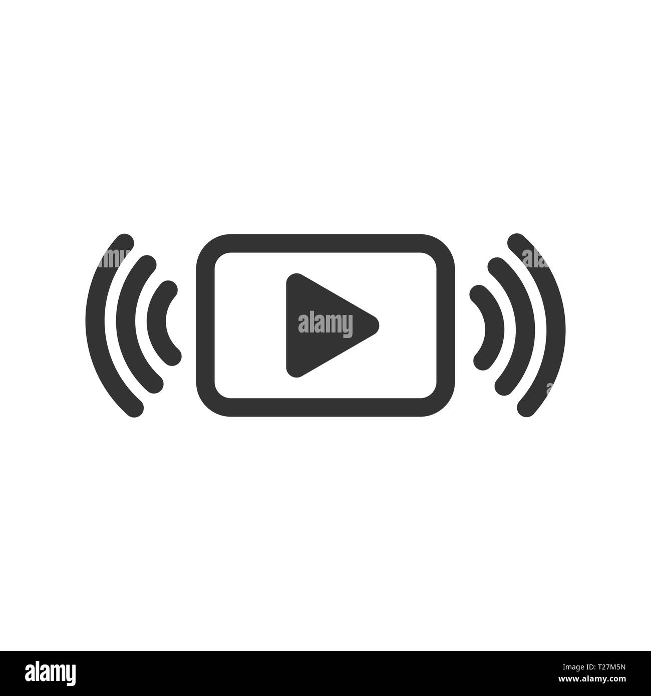Play button icon in flat style. Streaming tv vector illustration on ...