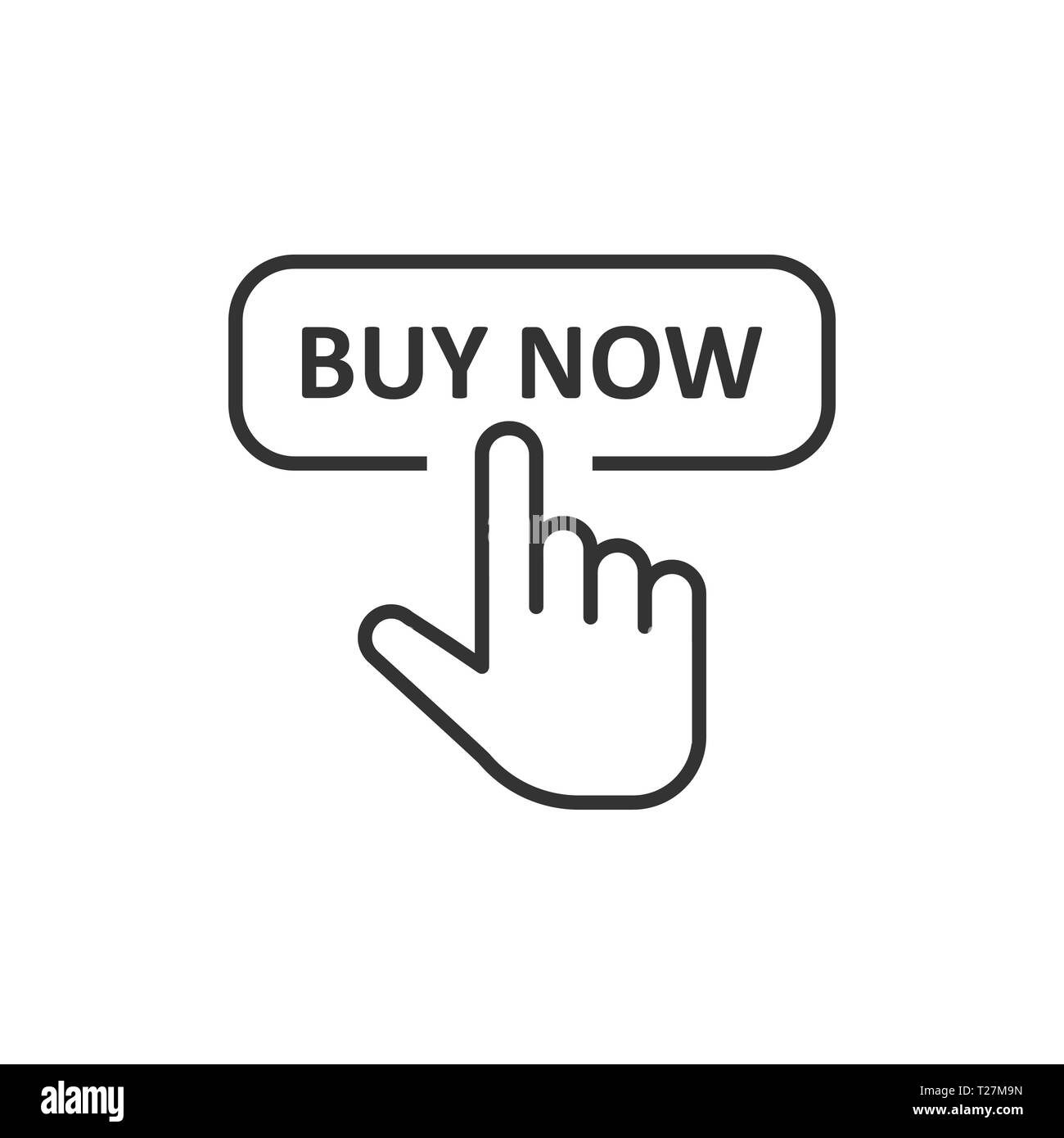 Buy now shop icon in flat style. Finger cursor vector illustration on ...