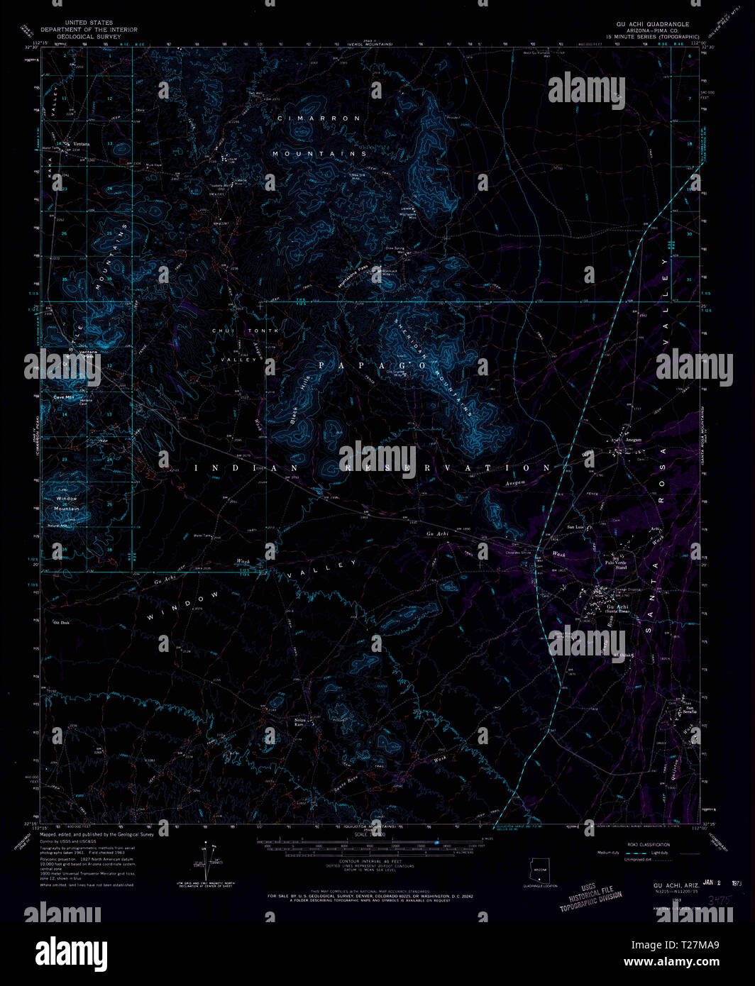 USGS TOPO Map Arizona AZ Gu Achi 314640 1963 62500 Inverted Restoration ...