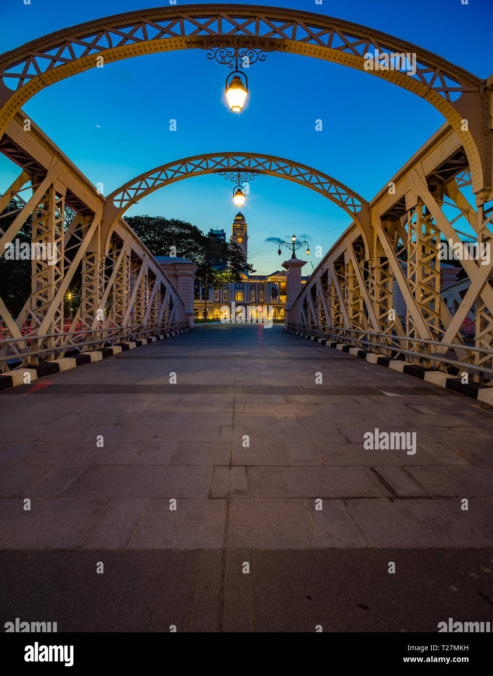View at the Anderson Bridge in Singapore, The bridge was completed in ...