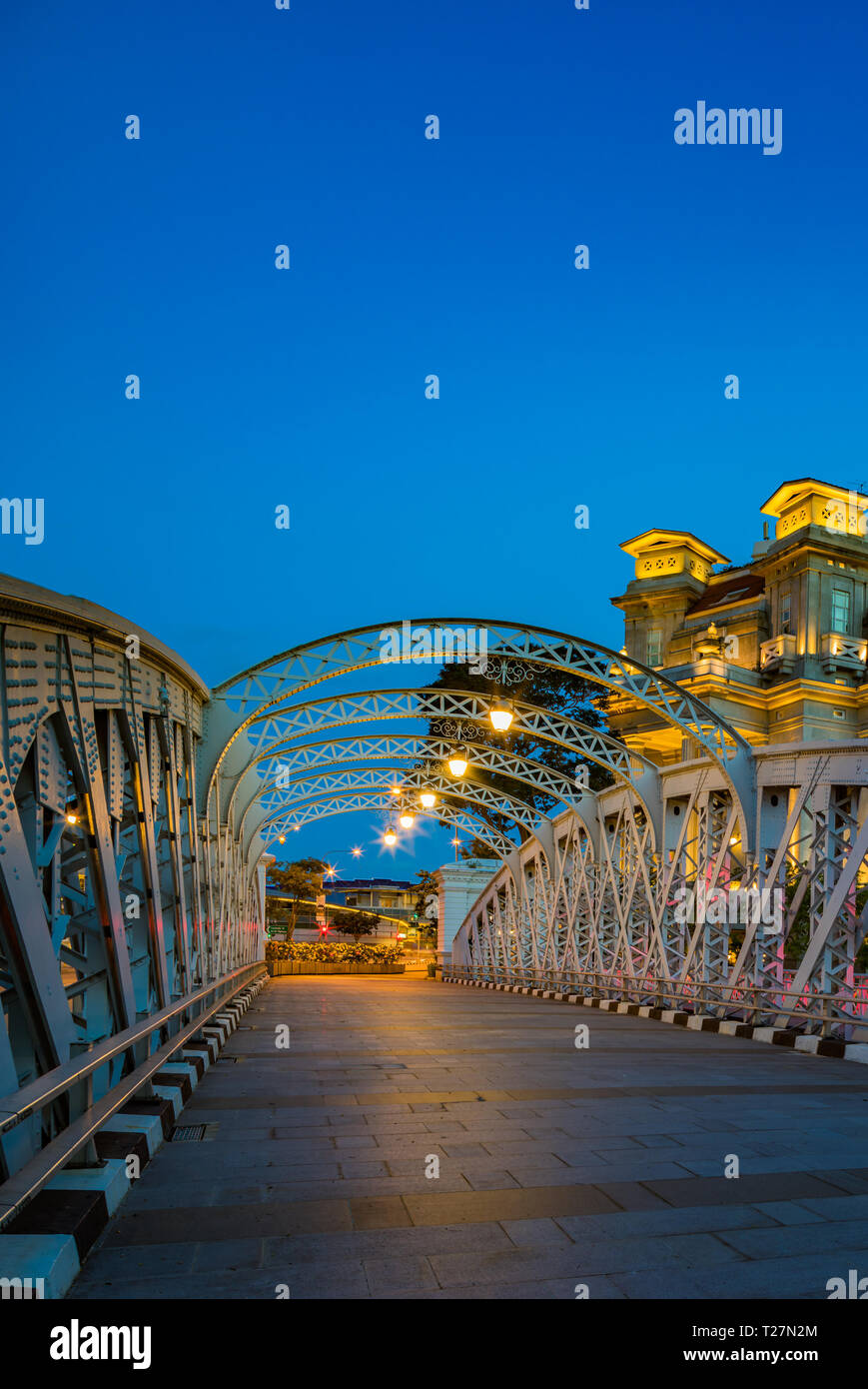 View at the Anderson Bridge in Singapore, The bridge was completed in ...