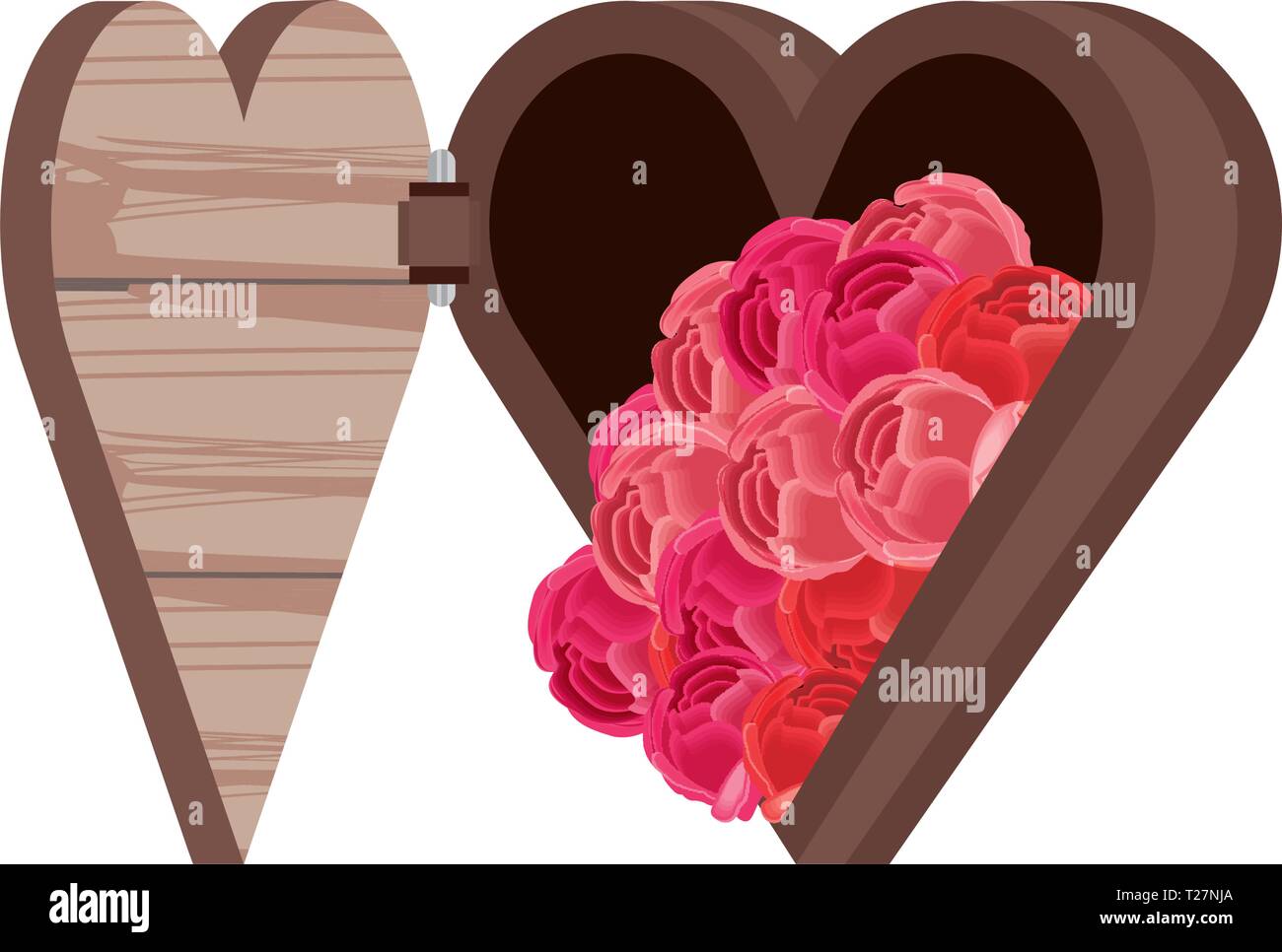 chest in heart shape with flowers vector illustration design Stock ...