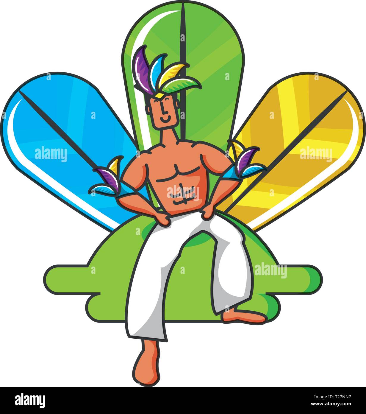 man brazilian dancer with feathers vector illustration design Stock ...
