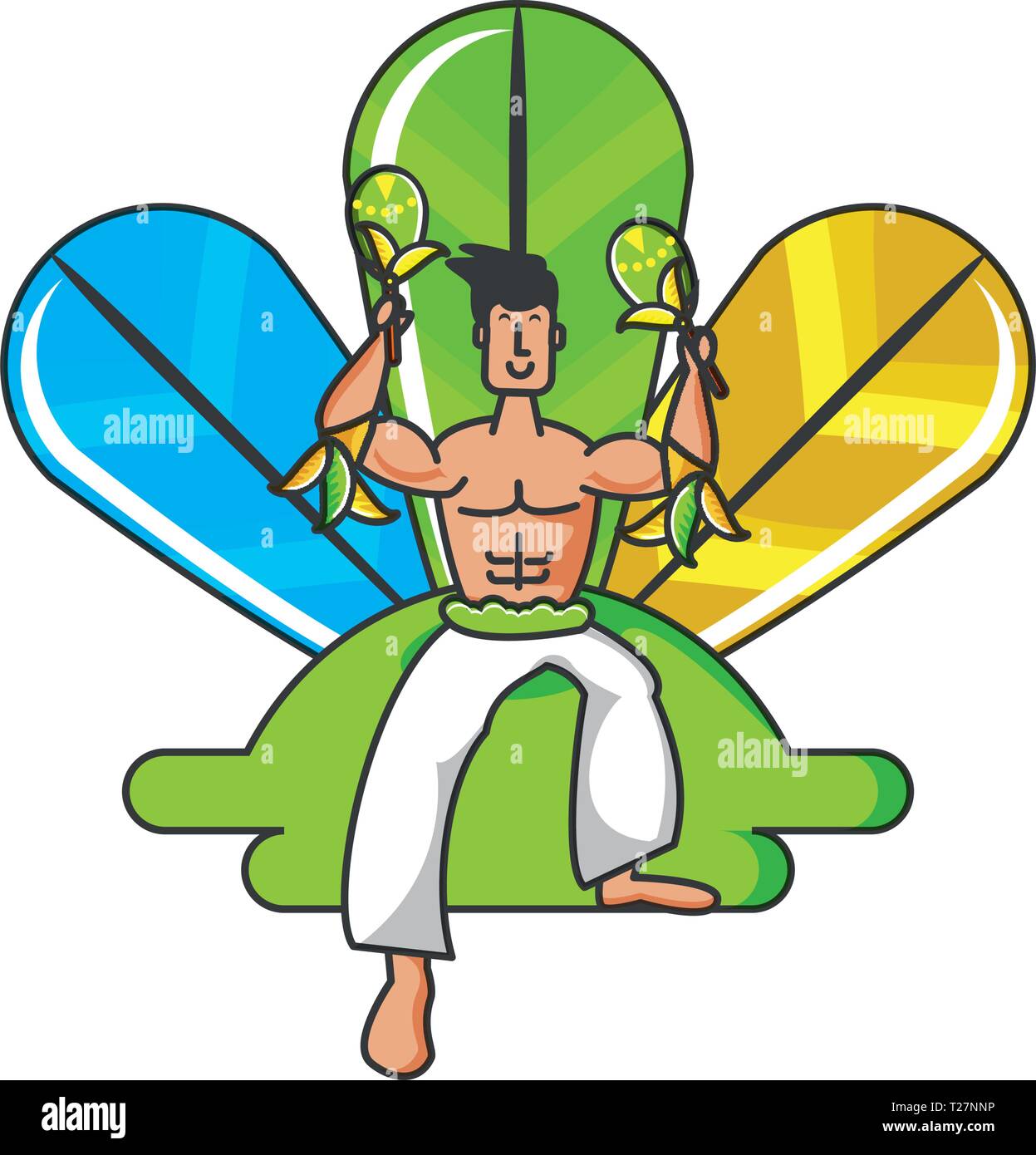 man brazilian dancer with maracas and feathers vector illustration ...