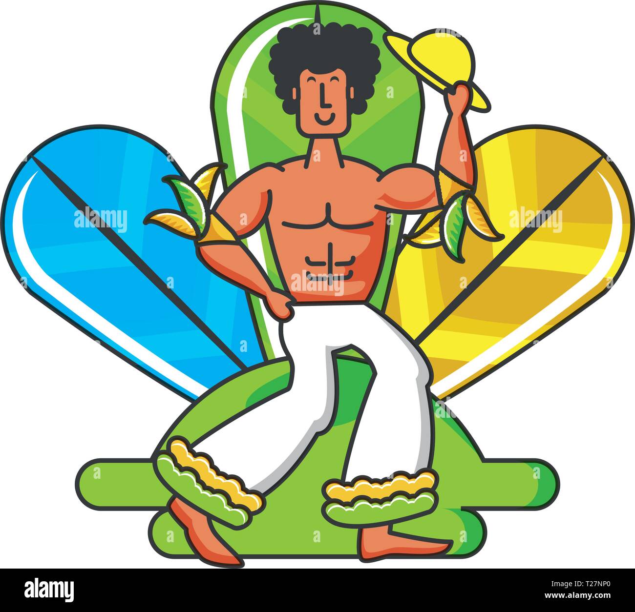 man brazilian dancer with feathers vector illustration design Stock ...