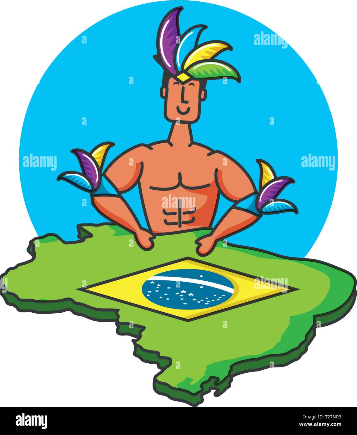 man brazilian dancer with map of brazil vector illustration design ...