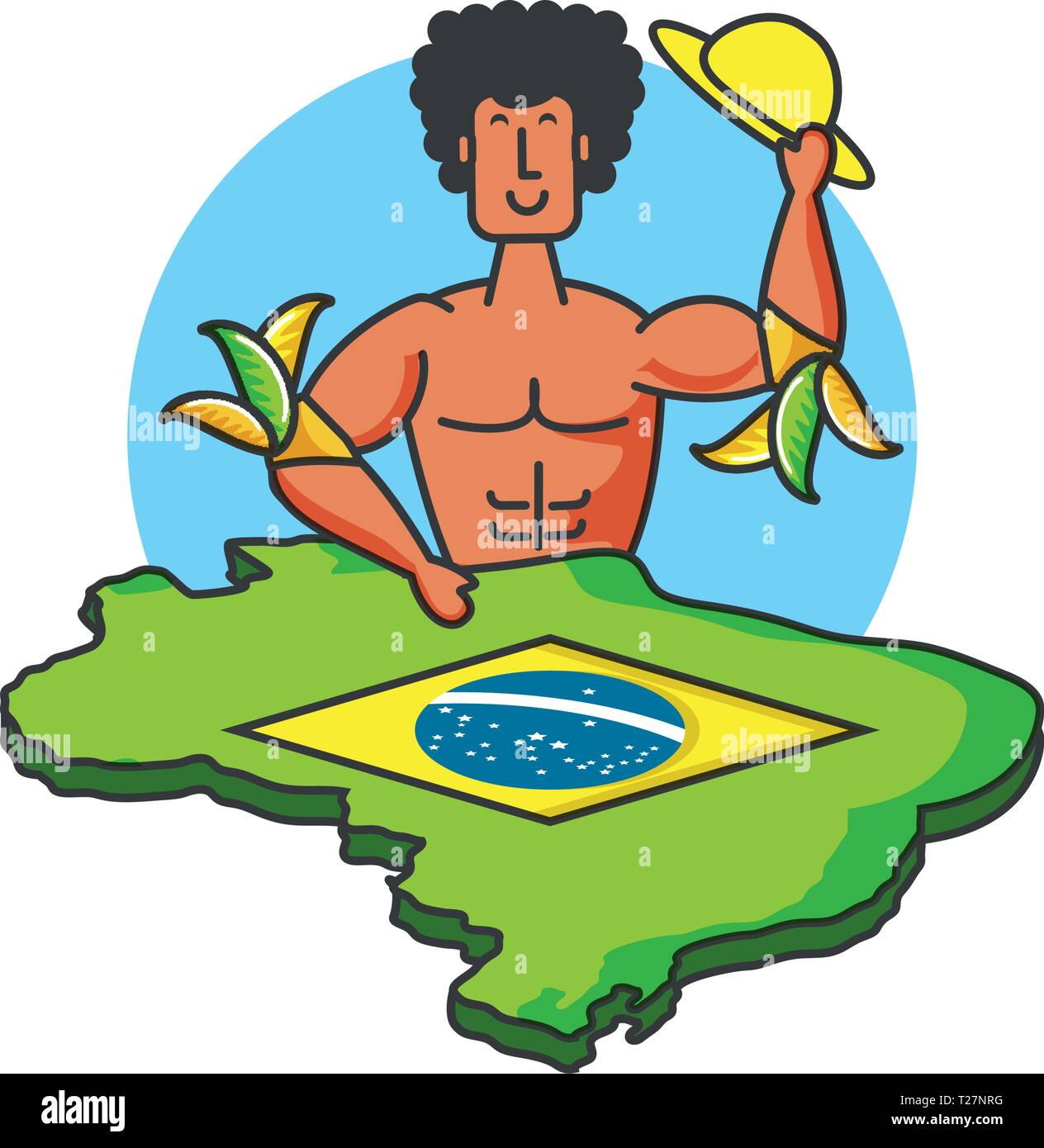 man brazilian dancer with map of brazil vector illustration design ...
