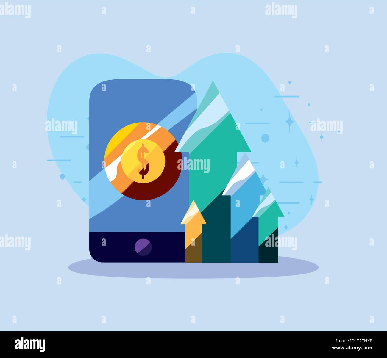 mobile money arrows increase app vector illustration Stock Vector Image ...