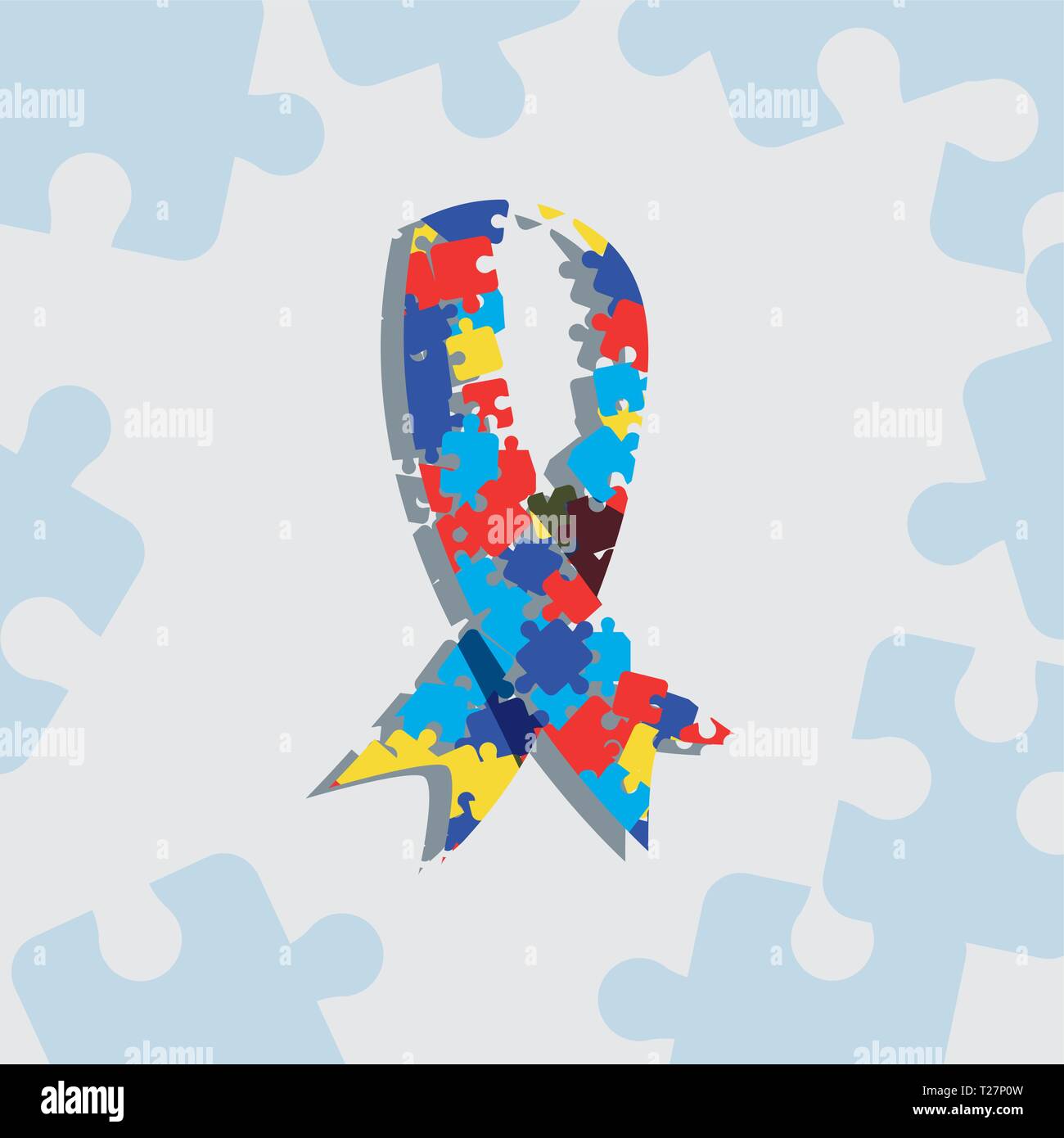 autism day campaign colored ribbon shaped pieces vector illustration ...