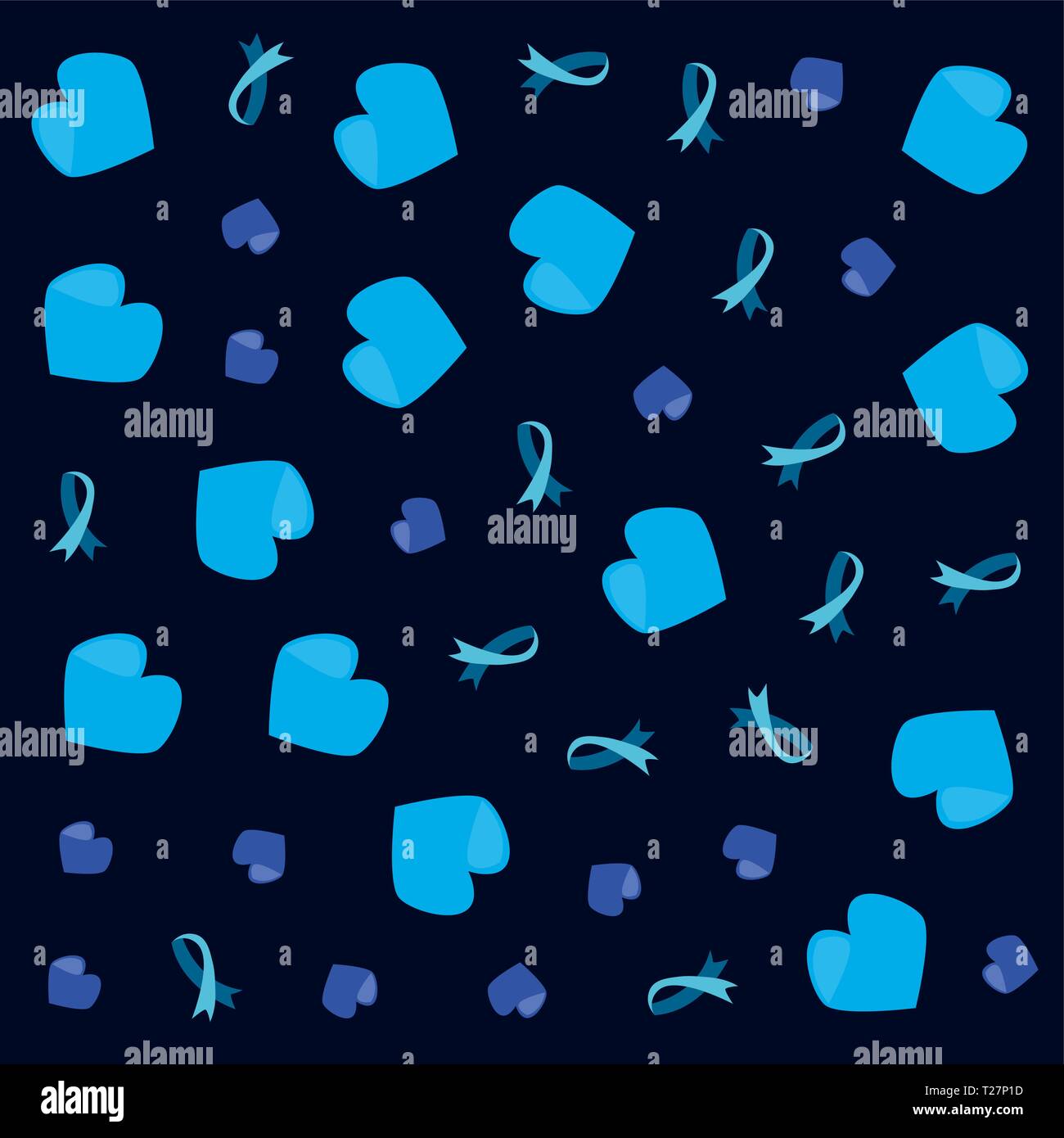 autism day blue ribbon and heart background vector illustration Stock ...