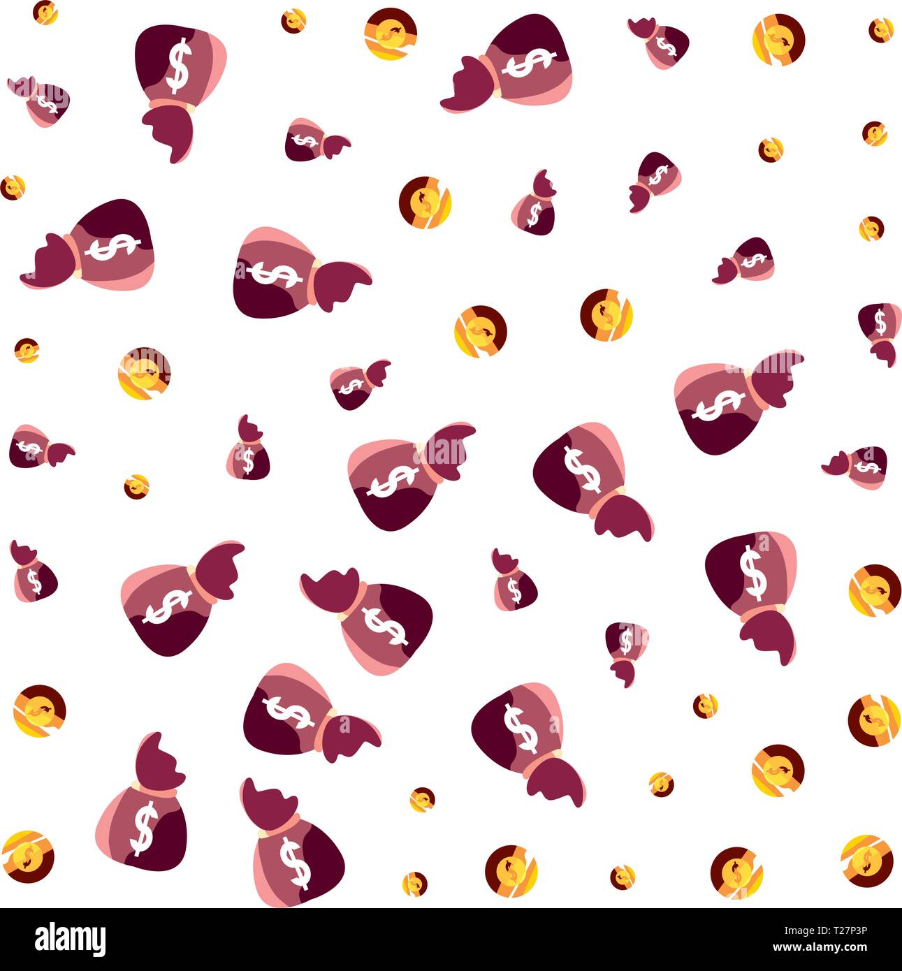 money bags dollar coins treasure background vector illustration Stock ...