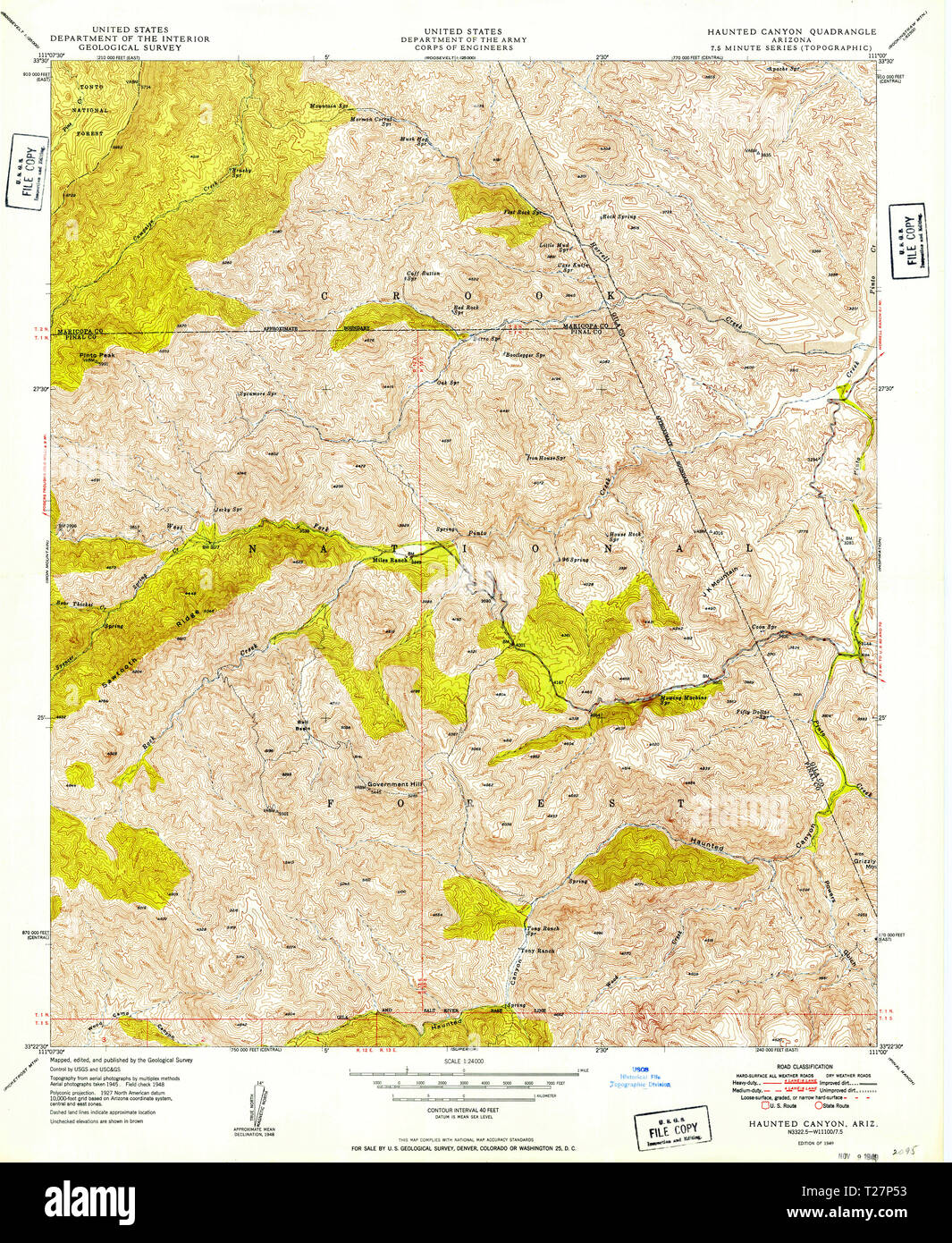 USGS TOPO Map Arizona AZ Haunted Canyon 311680 1949 24000 Restoration ...