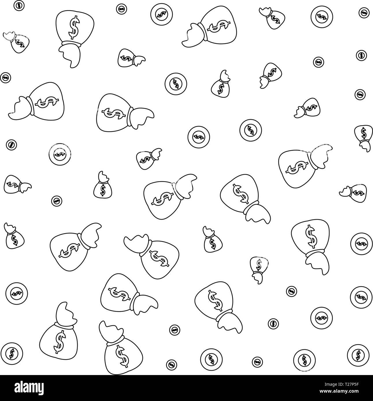 money bags dollar coins treasure background vector illustration Stock ...