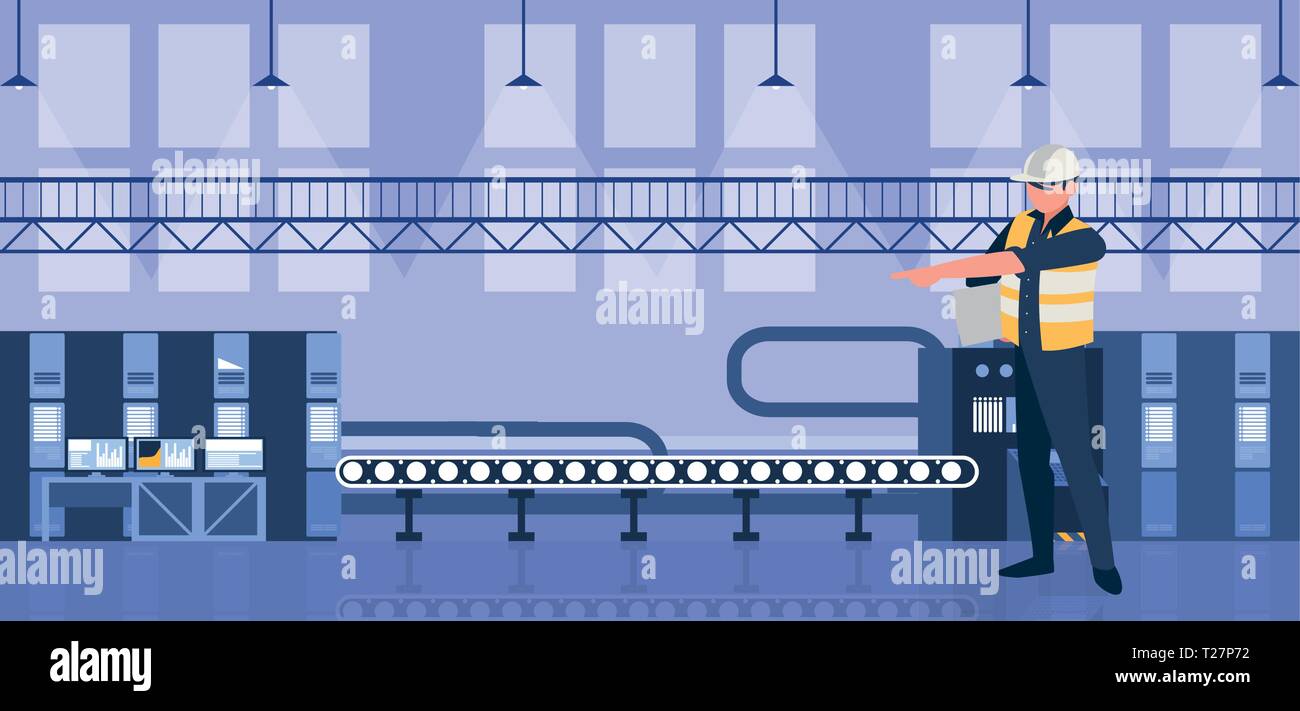 worker in factory workplace vector illustration design Stock Vector ...
