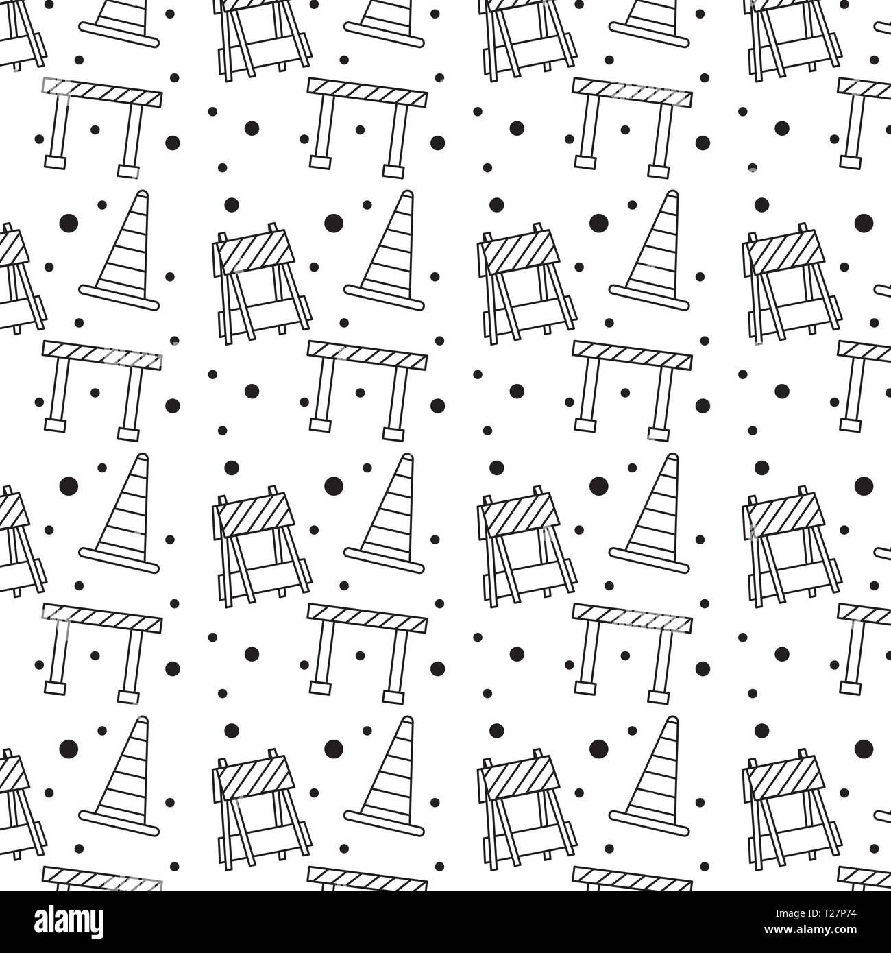 construction barricade fence and cones pattern vector illustration ...