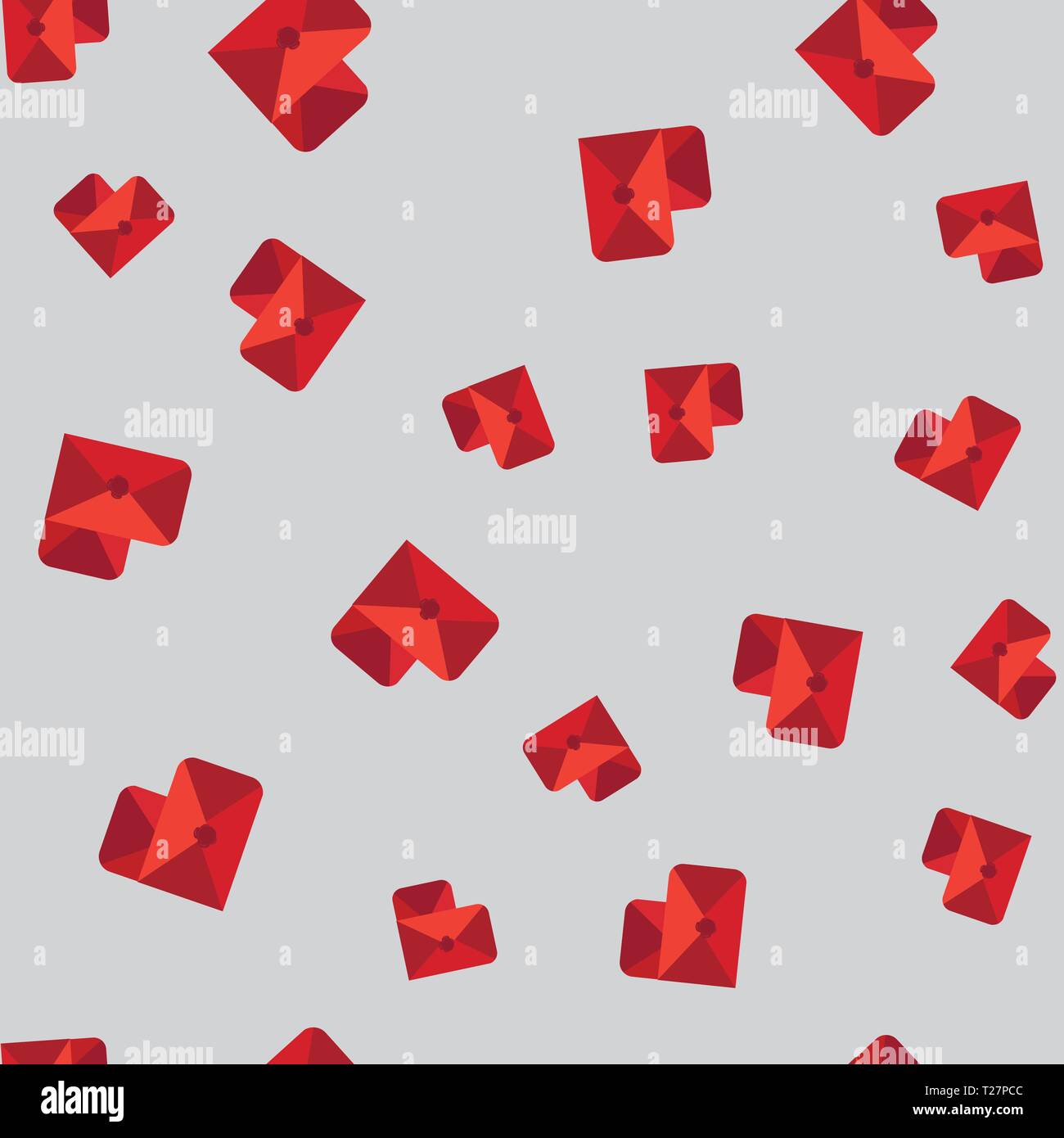 heart shaped mail valentines vector seamless pattern with heart symbol ...