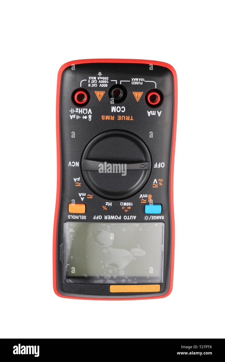 black digital multimeter isolated on white background at dry day Stock ...