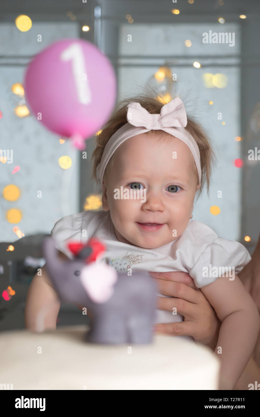 Happy children. Birthday party background. Smiling girl and birthday ...