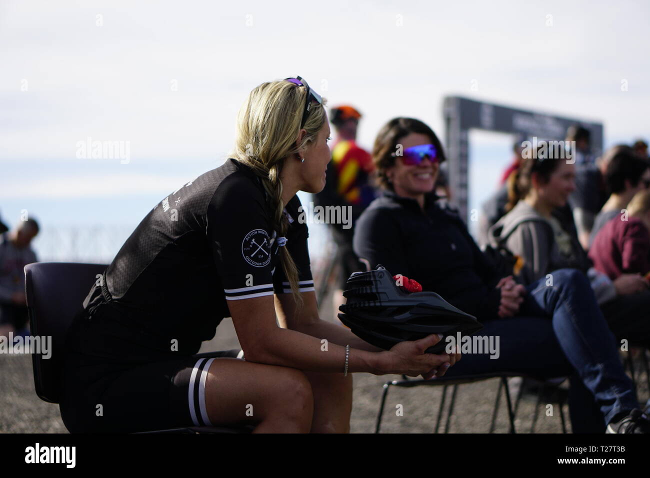 Mountain Bike Race - Finish Line Stock Photo - Alamy
