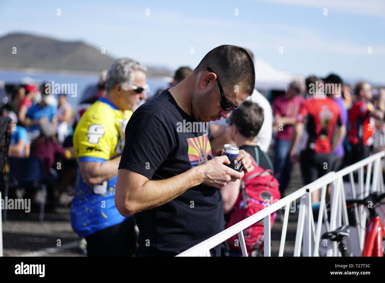 Mountain Bike Race - Finish Line Stock Photo - Alamy