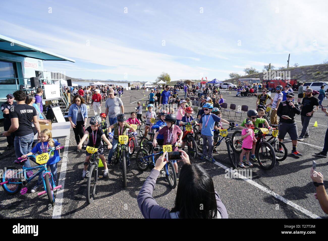 Mountain Bike Race - Finish Line Stock Photo - Alamy