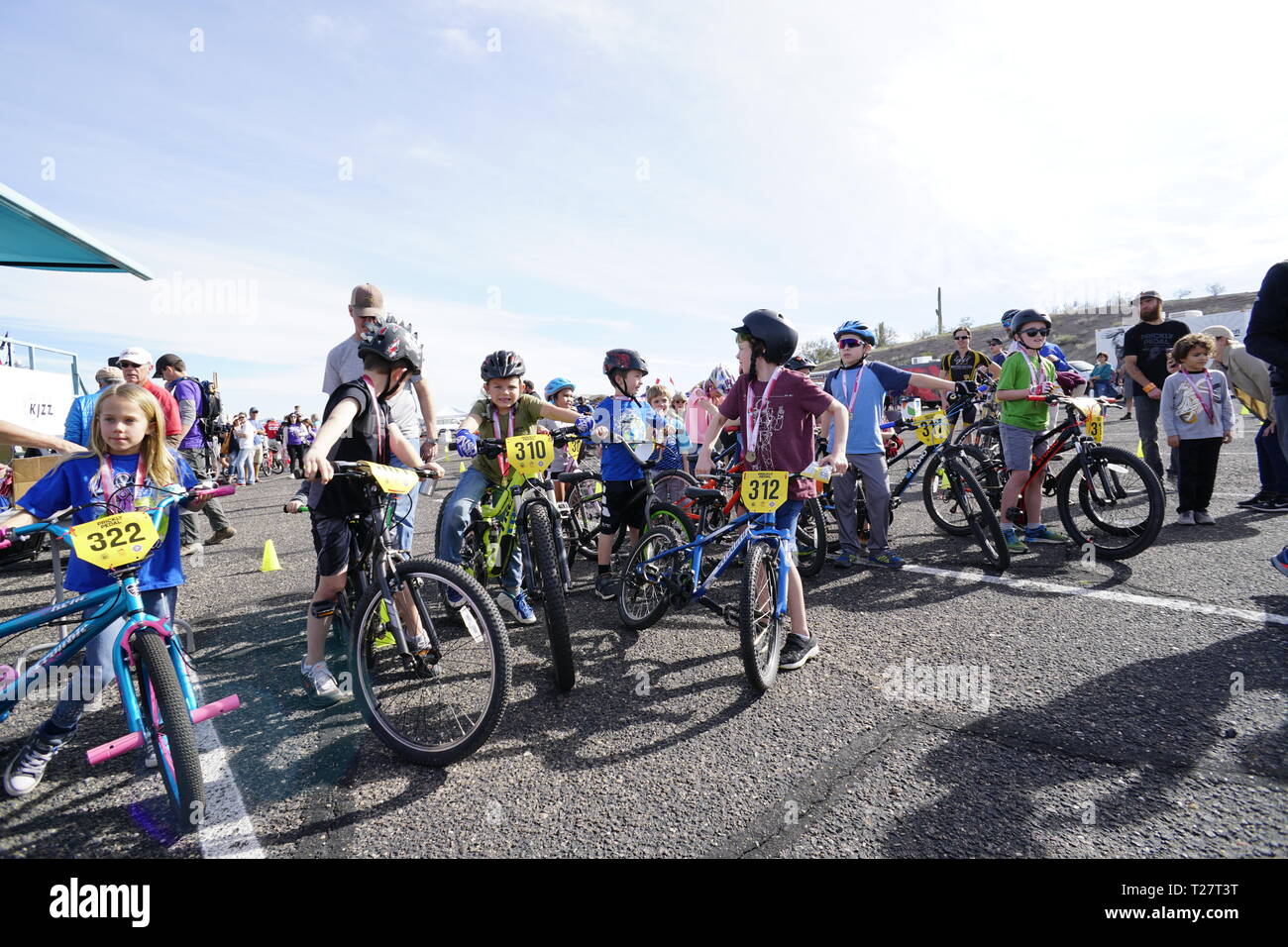 Mountain Bike Race - Finish Line Stock Photo - Alamy