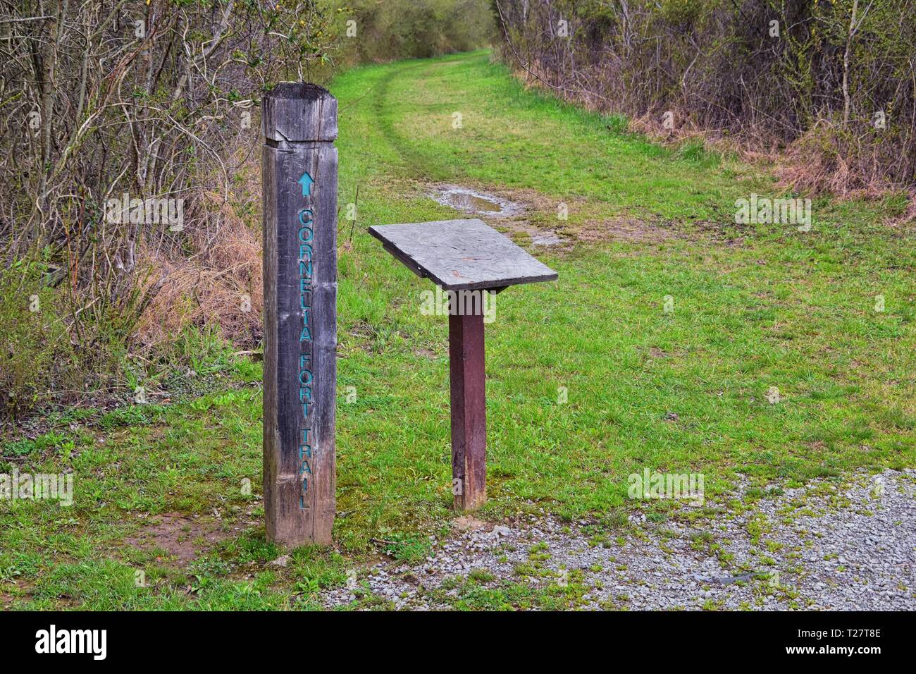 Trail and warning signs along the Shelby Bottoms Greenway and Natural ...