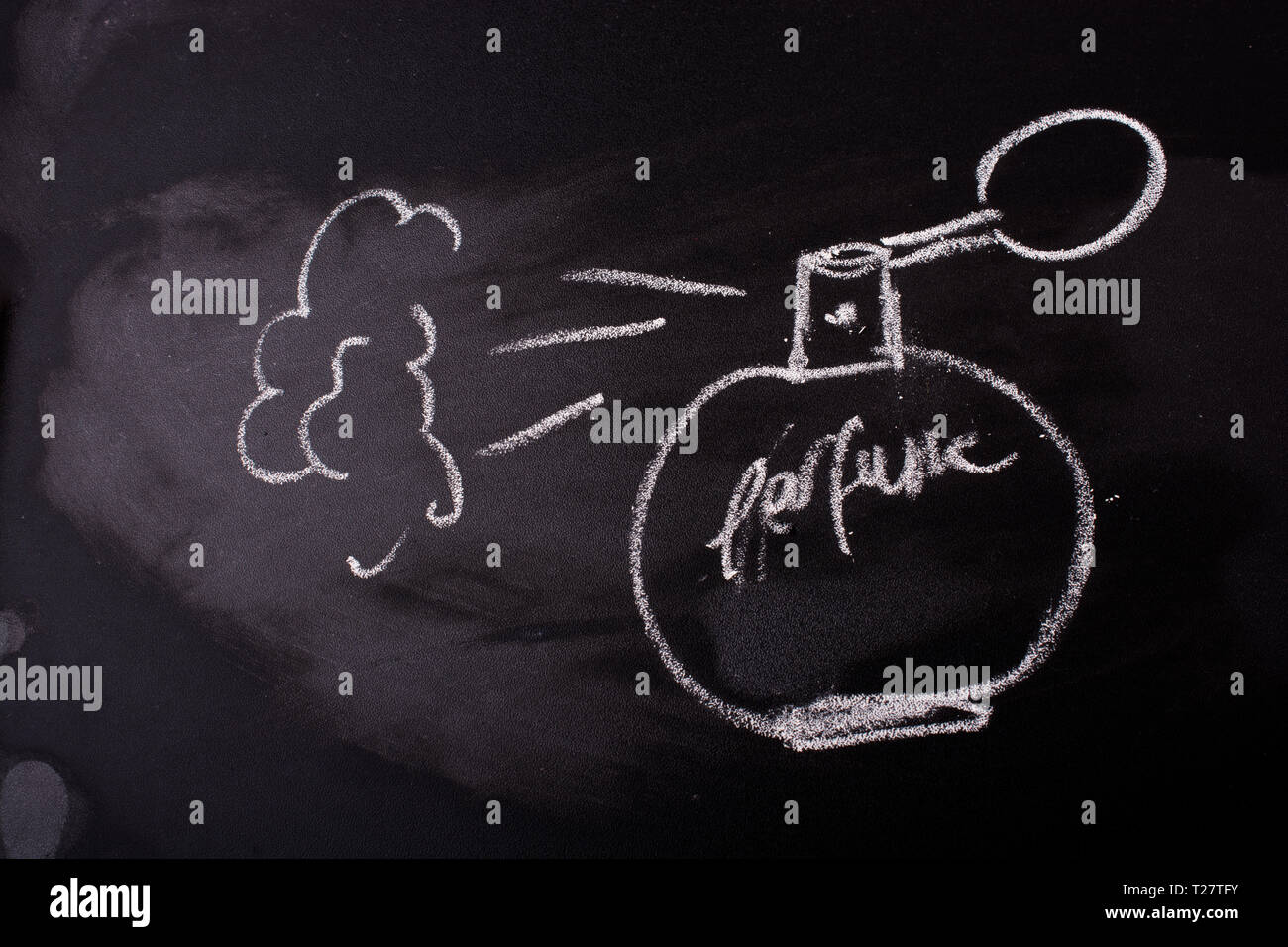 Chalk drawn perfume on a blackboard Stock Photo - Alamy