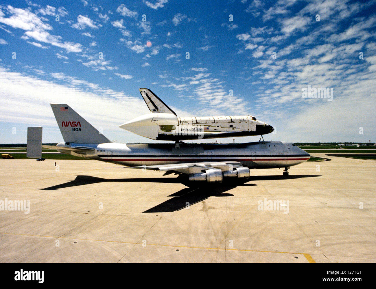 (23 March 1978) --- A side view of the huge space shuttle orbiter 102 Columbia mated atop its ...