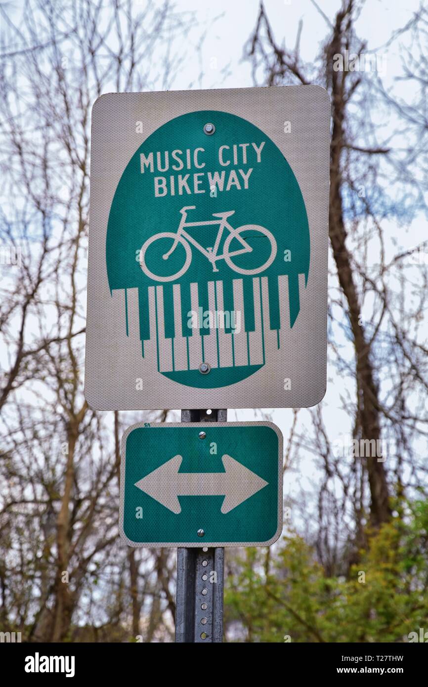 Trail and warning signs along the Shelby Bottoms Greenway and Natural ...