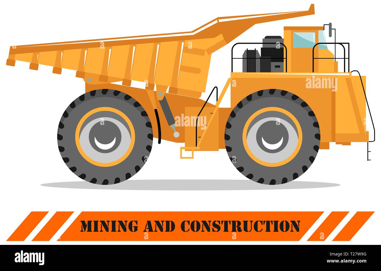 Detailed illustration of mining truck. Off-highway truck. Heavy mining ...
