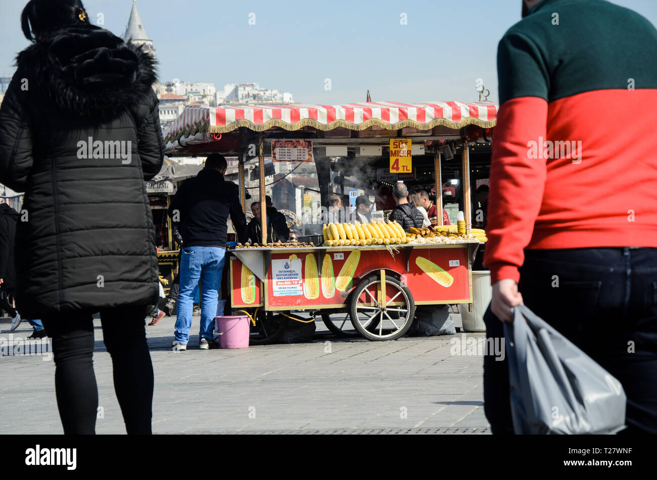 Istanbul,Turkey,March 07,2019: traditional street cart vending selling ...