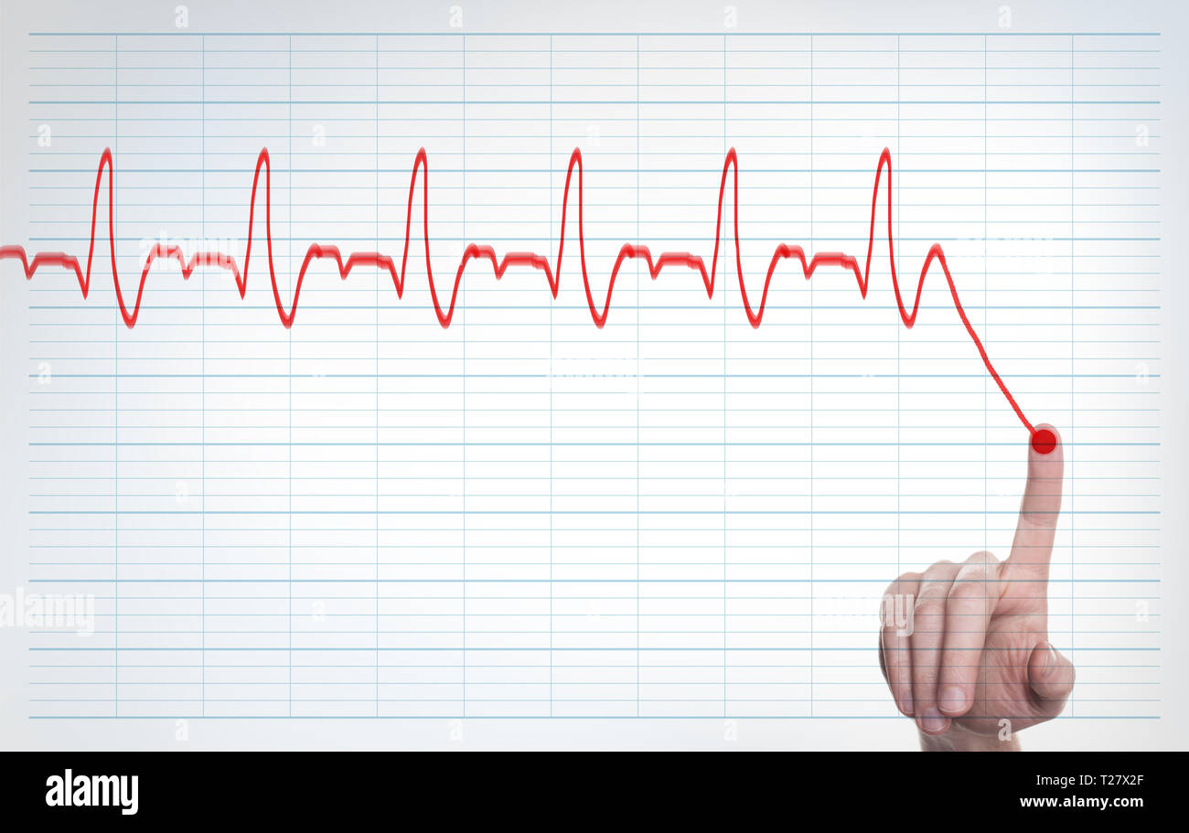 Heart pulse, one line with hand, cardiogram. Concept Stock Photo - Alamy
