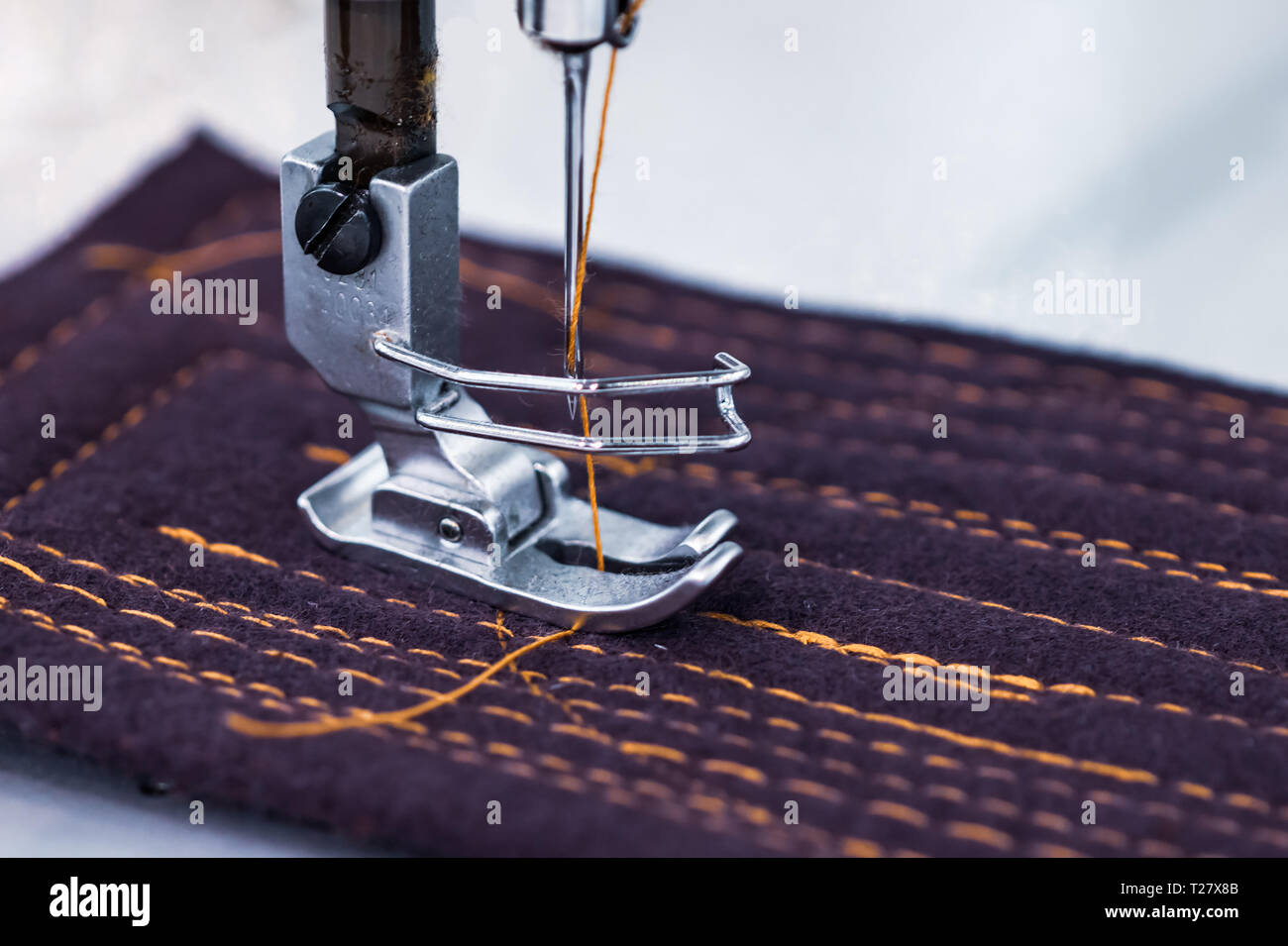 Professional sewing machine close-up. Modern textile industry Stock ...