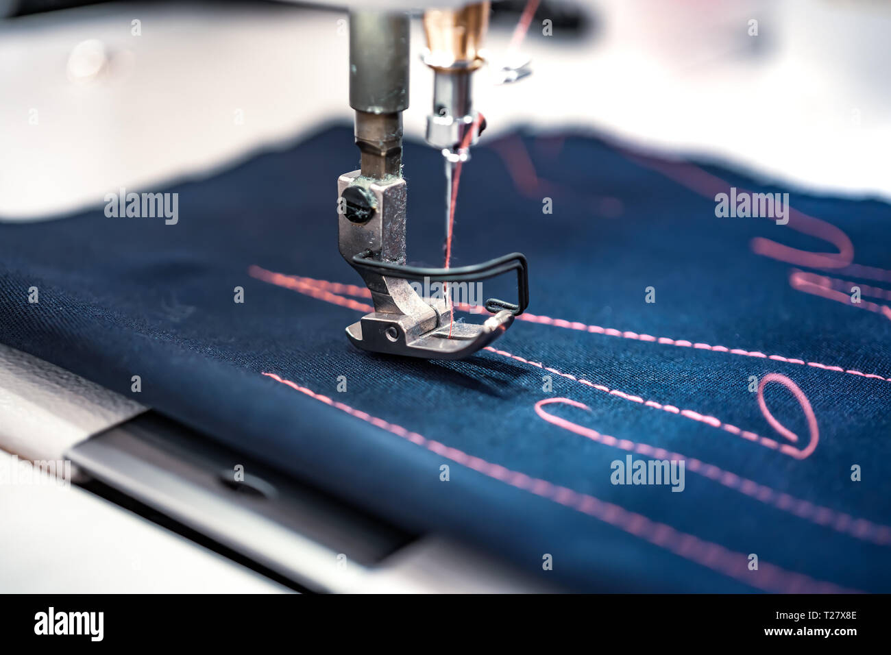 Professional sewing machine close-up. Modern textile industry Stock ...