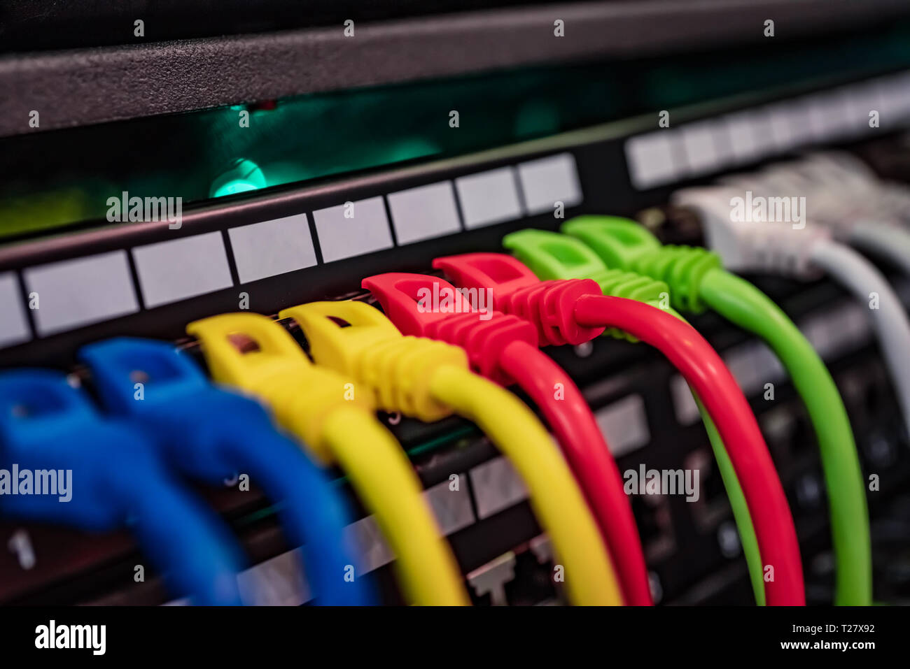 Colorful Telecommunication Colorful Ethernet Cables Connected to the ...