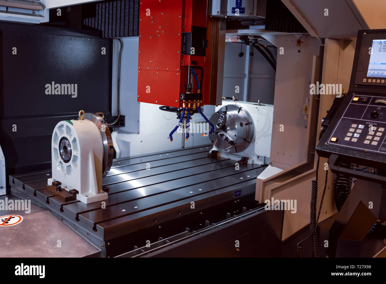 Metalworking CNC milling machine. Cutting metal modern processing ...