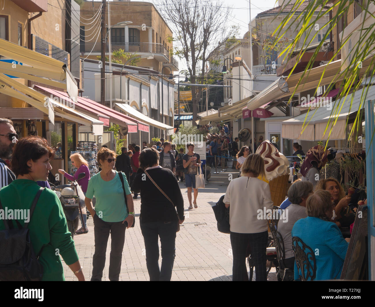 At the green line, border crossing between north and south in Nicosia ...
