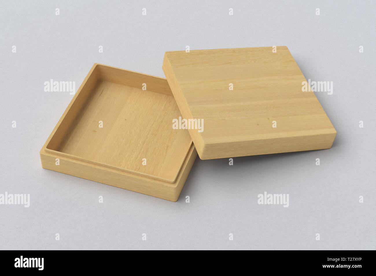 Empty wooden square box on white background Stock Photo - Alamy