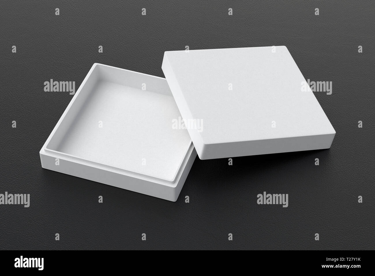 Empty flat white square box on black background Stock Photo - Alamy