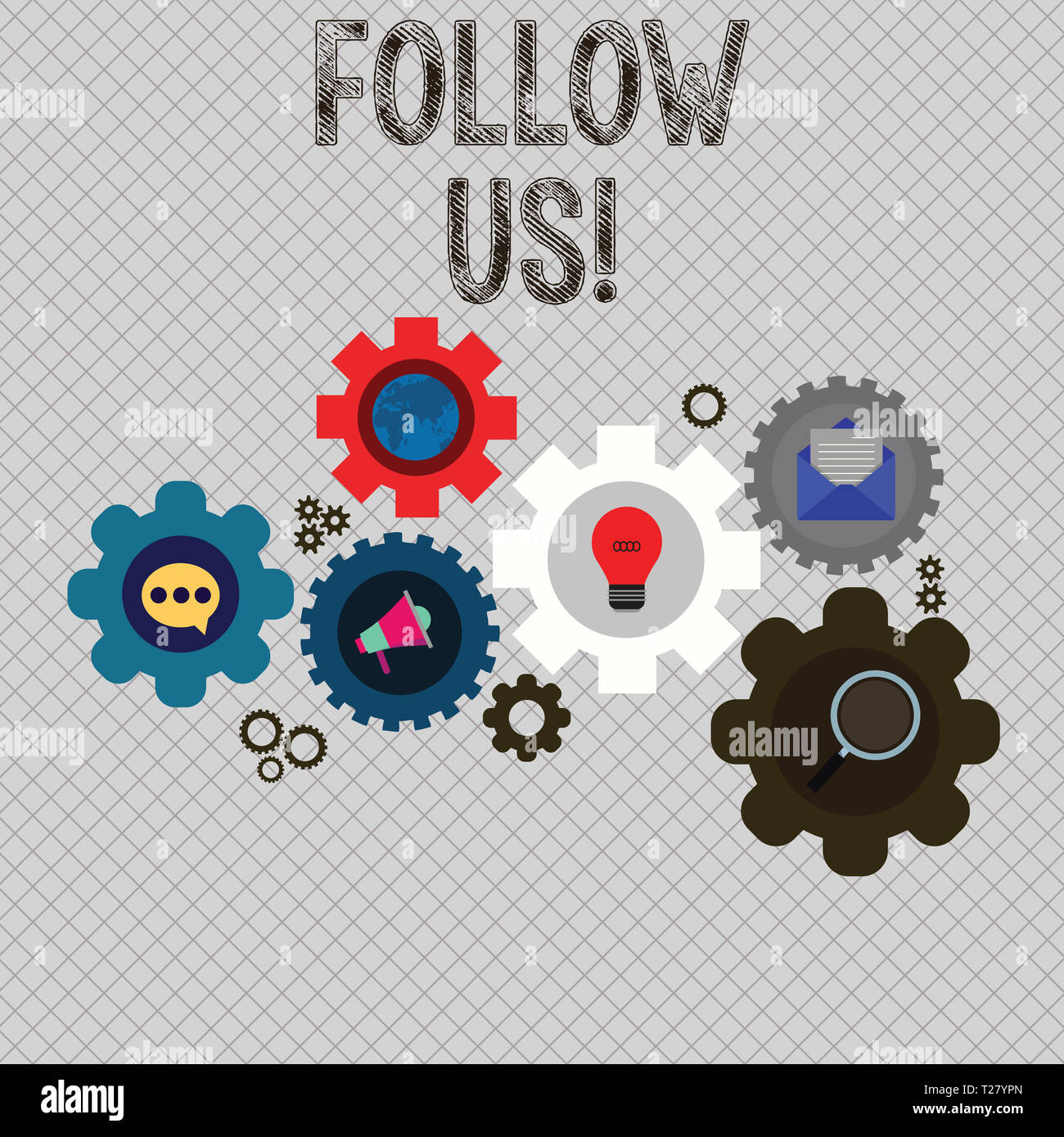 Writing note showing Follow Us. Business concept for move behind ...