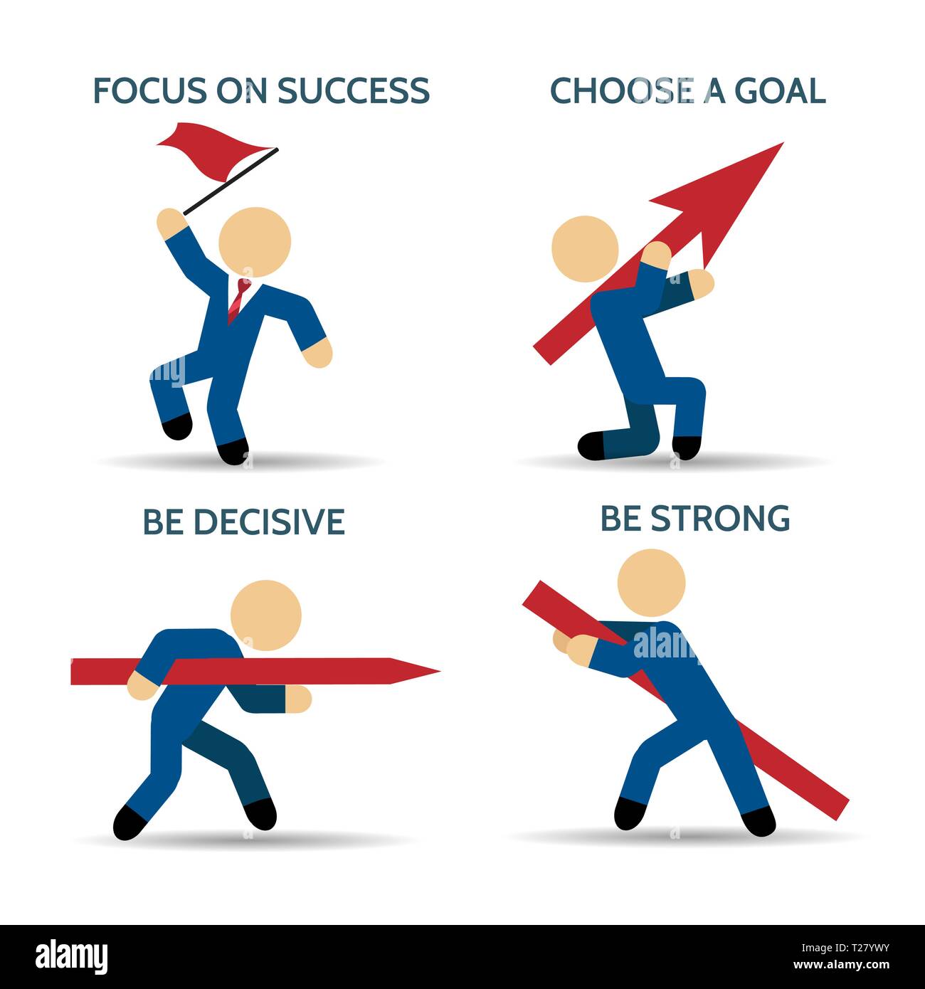 Businessman Character Set. Simplified men with motivation wording ...
