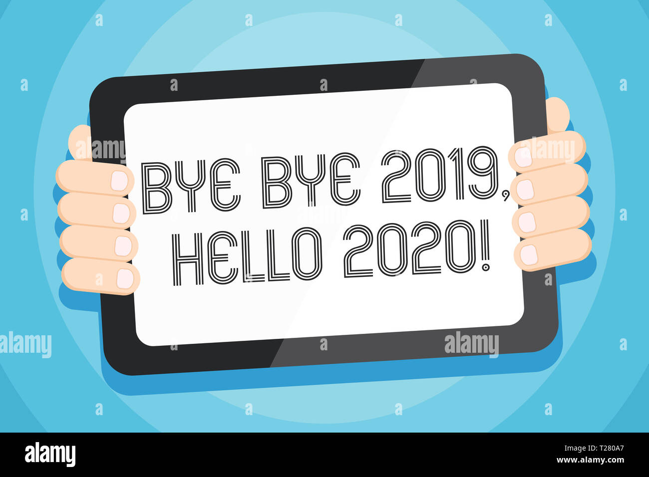 Text sign showing Bye Bye 2019 Hello 2020. Business photo showcasing ...